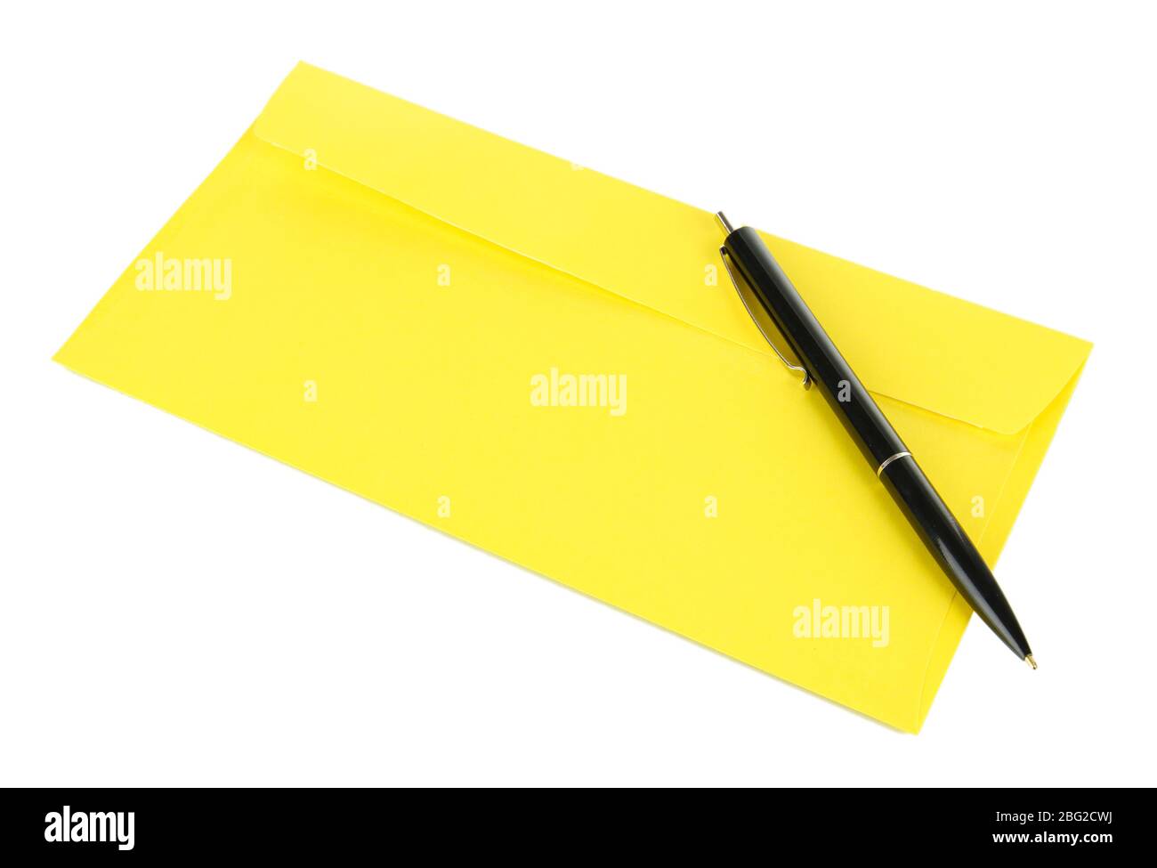 Envelope with pen isolated on white Stock Photo - Alamy