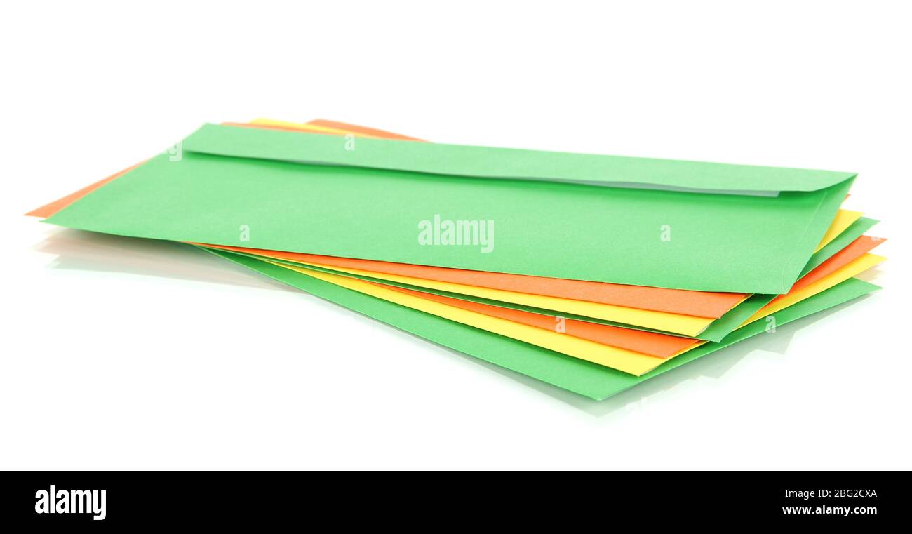 Colorful envelopes isolated on white Stock Photo - Alamy