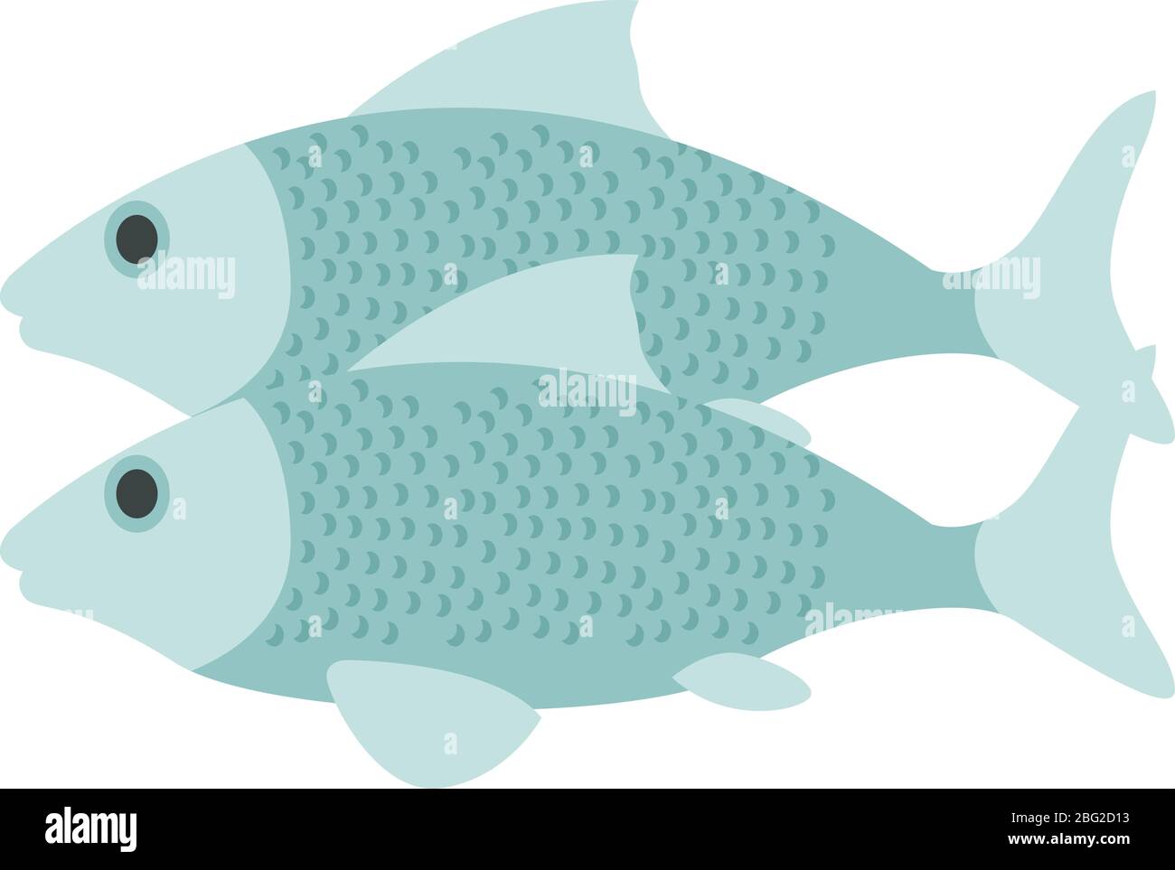 Blue fishes, illustration, vector on white background Stock Vector ...