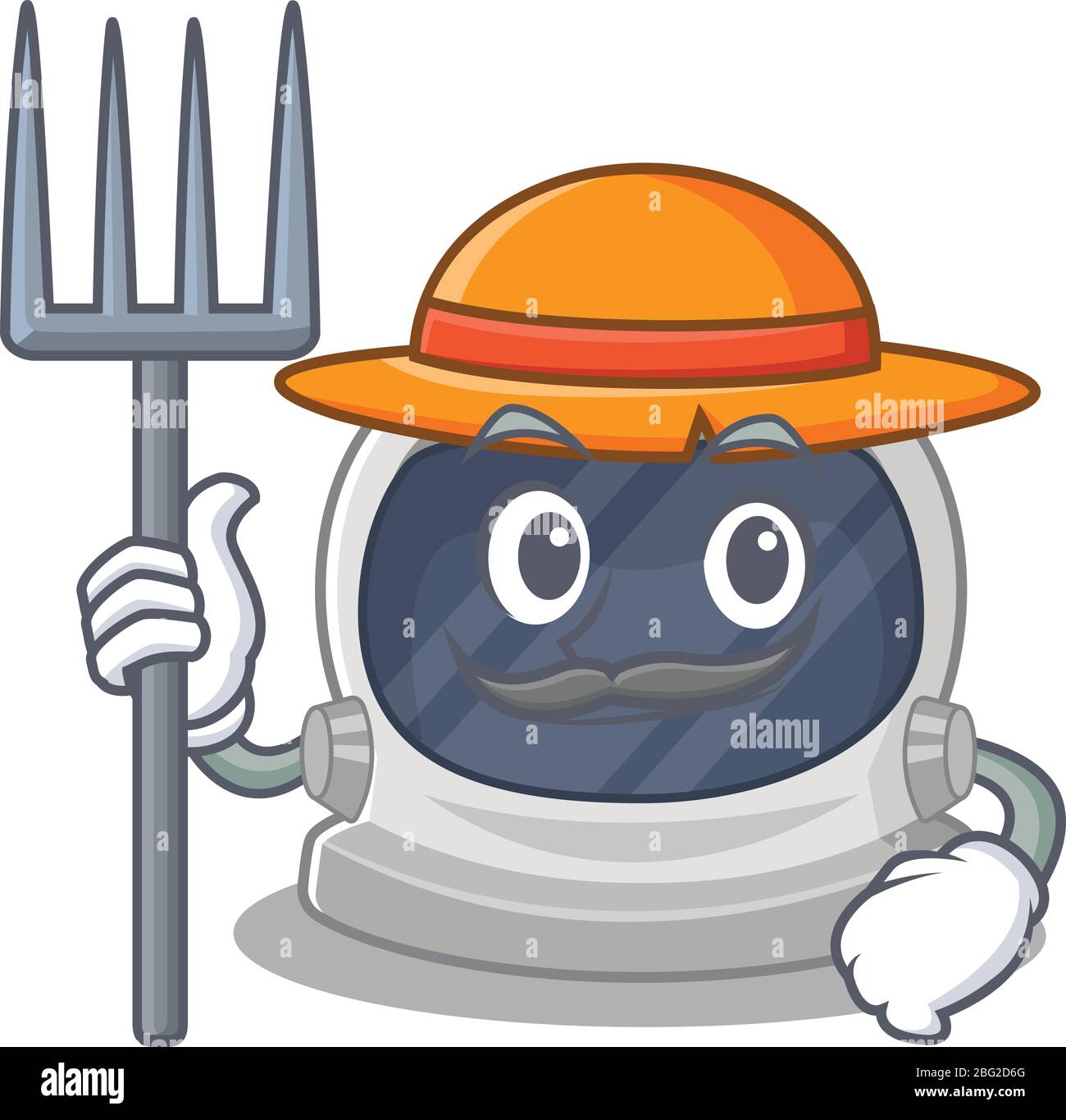 Cartoon character design of astronaut helmet as a Farmer with hat and ...