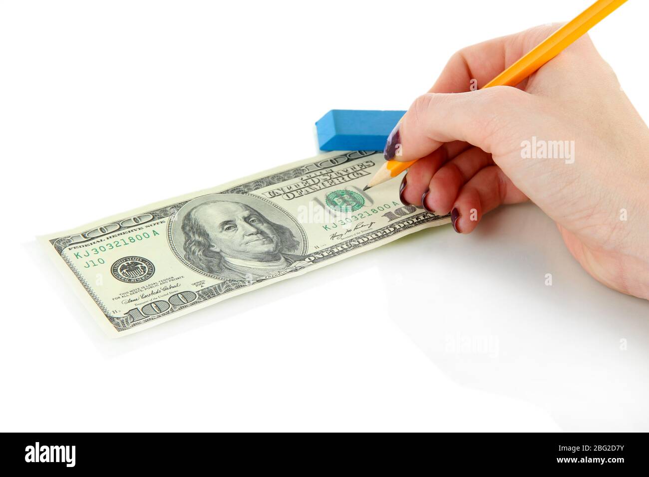 Making fake dollar isolated on white Stock Photo - Alamy