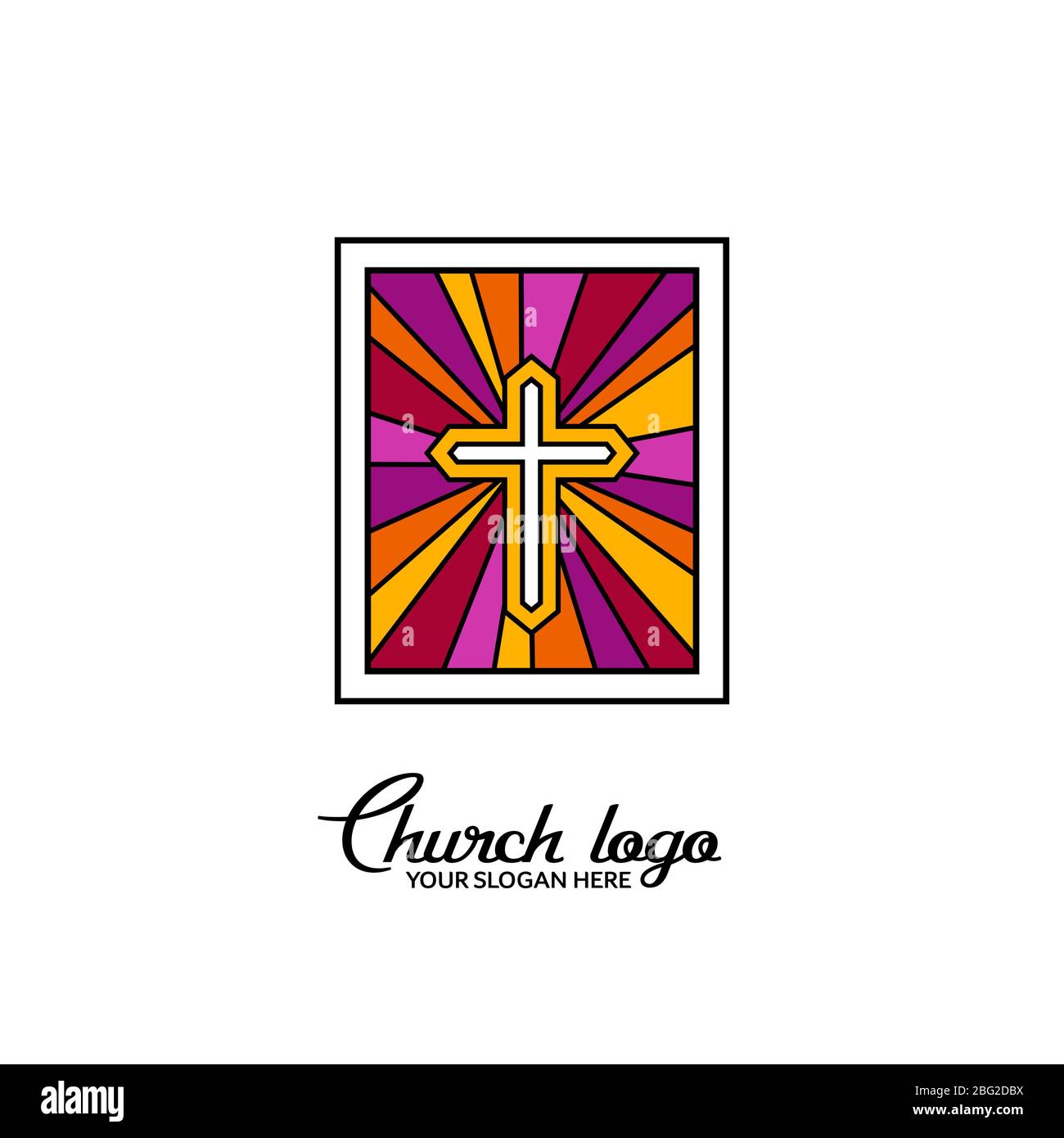Church logo. Christian symbols. Cross of Jesus Christ on the background ...