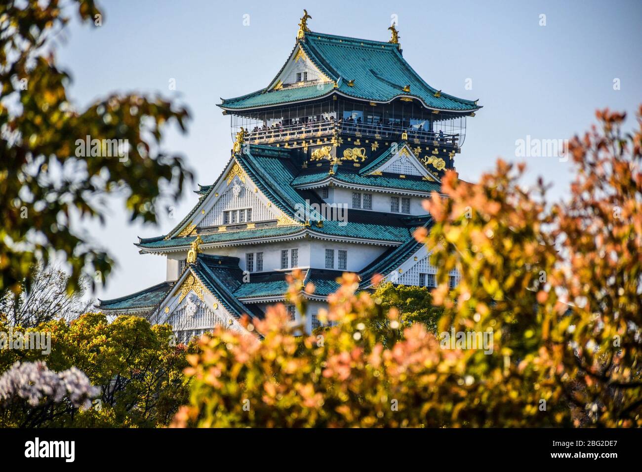 The most nice japanese castle is in Osaka, blue roof and beautiful ...