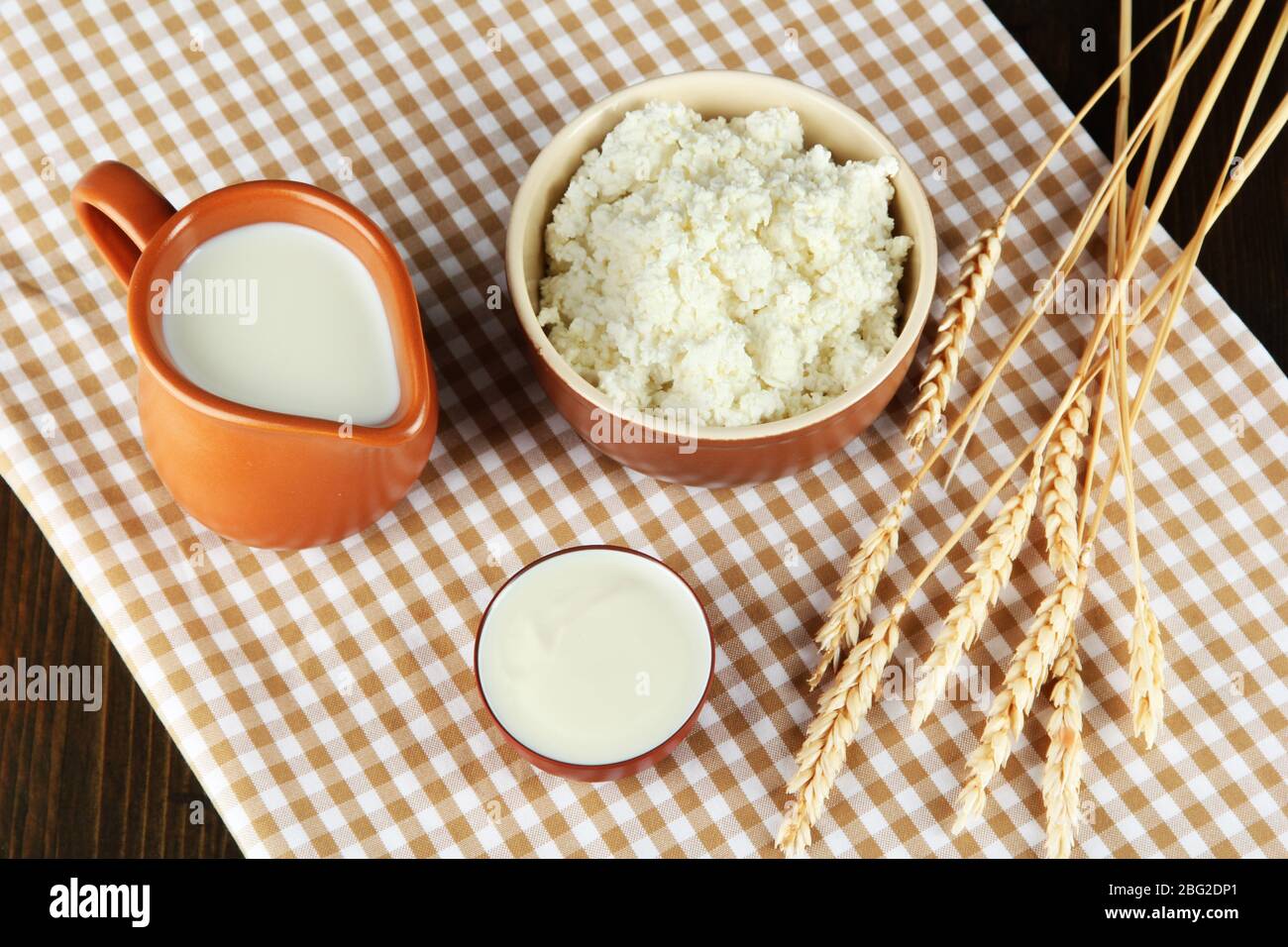 Dairy products on the background of different colors Stock Photo - Alamy