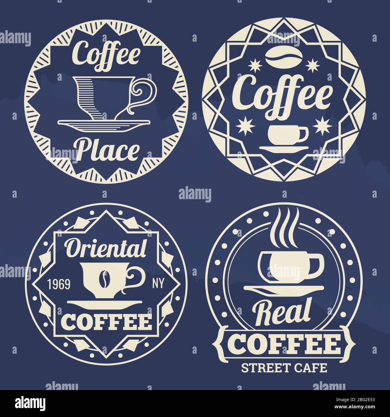 Stylish coffee labels of set design for cafe, shop, market. Vector ...