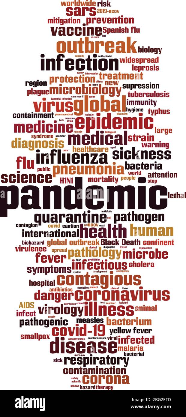 Pandemic word cloud concept. Collage made of words about pandemic ...