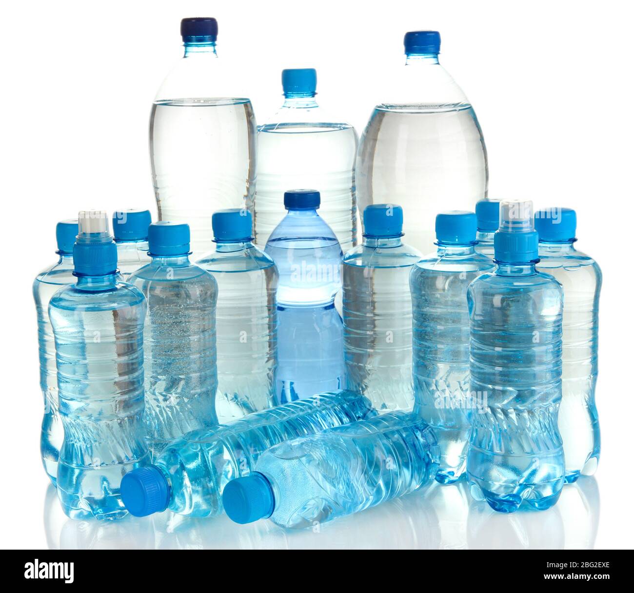 Different water bottles isolated on white Stock Photo - Alamy