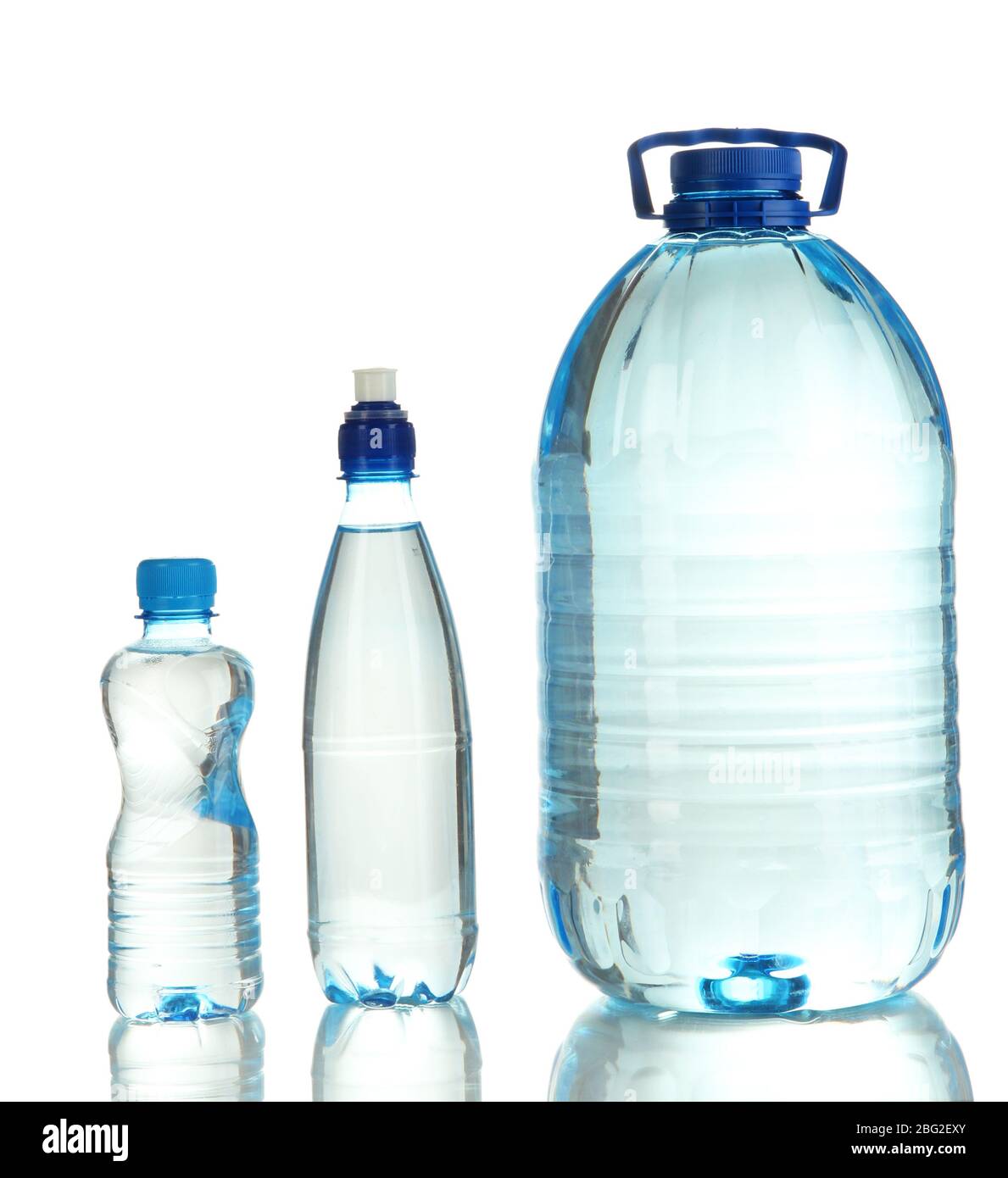 Different water bottles isolated on white Stock Photo - Alamy