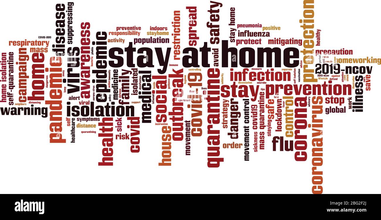 Stay at home word cloud concept. Collage made of words about stay at ...