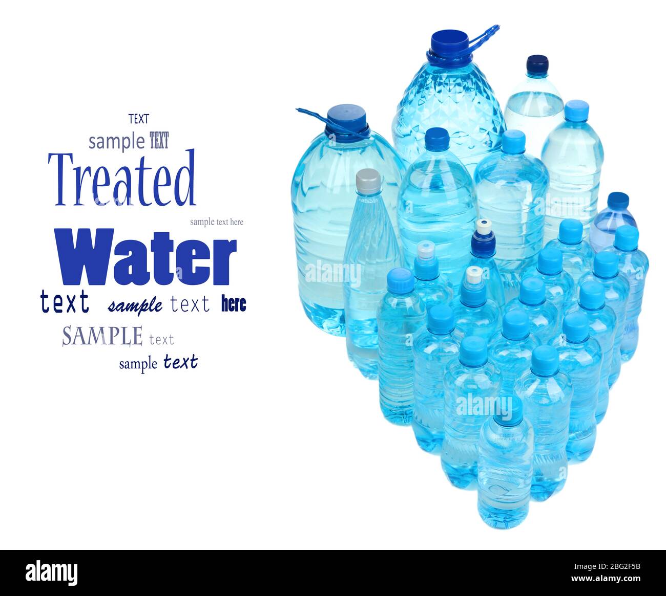 Different water bottles isolated on white Stock Photo - Alamy