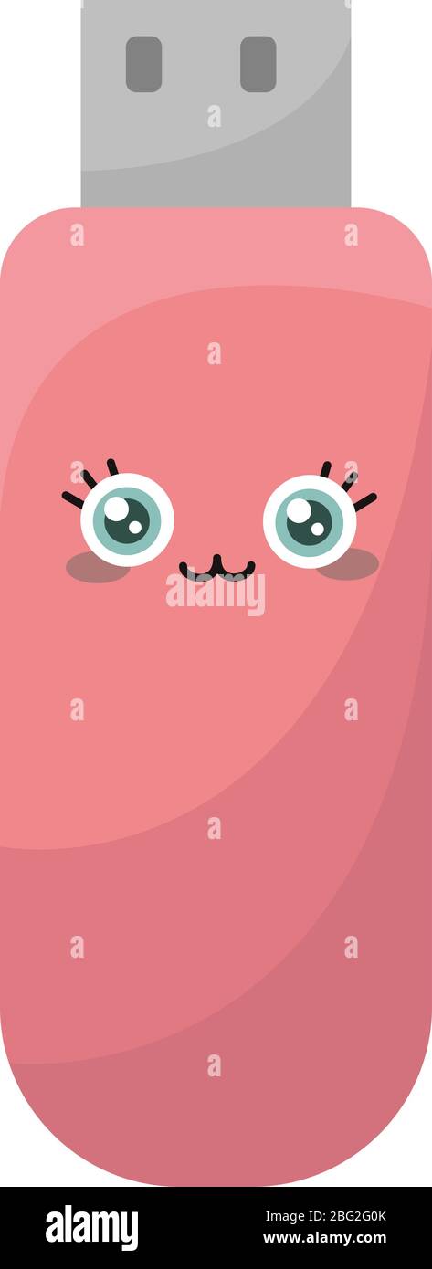 Pink usb flash, illustration, vector on white background Stock Vector ...