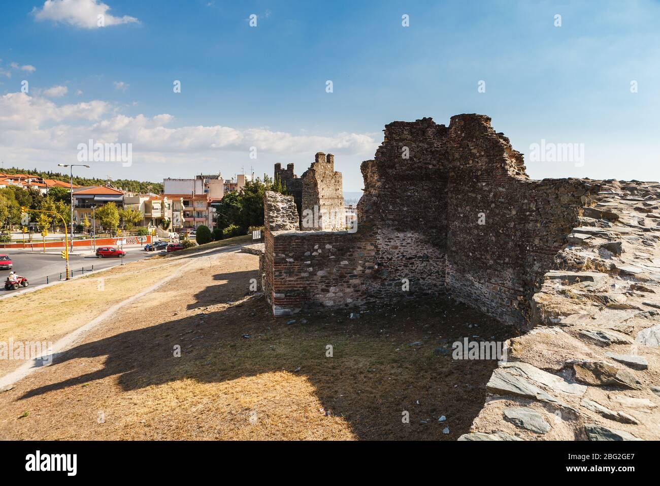 The view on Byzantine fort, named Heptapyrgion from the city ramparts ...