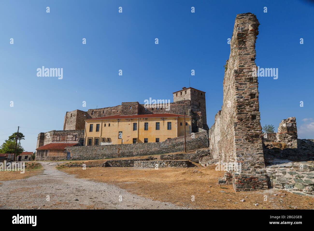 The view on Byzantine fort, named Heptapyrgion from the city ramparts ...