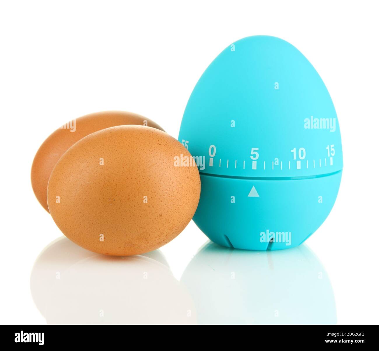 Blue egg timer and eggs, isolated on white Stock Photo - Alamy