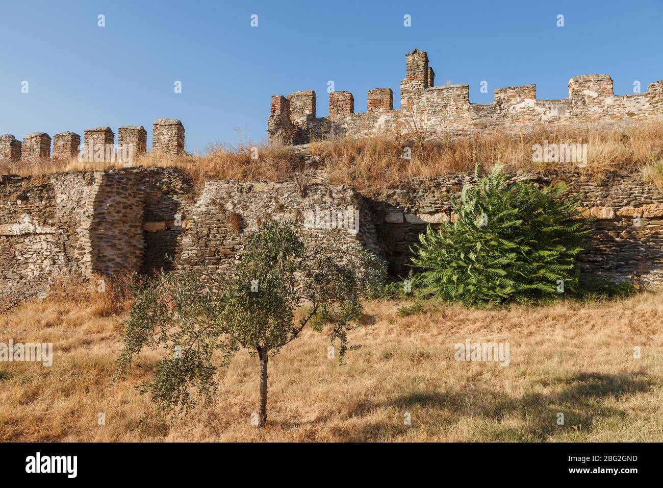 The view on Byzantine fort, named Heptapyrgion from the city ramparts ...
