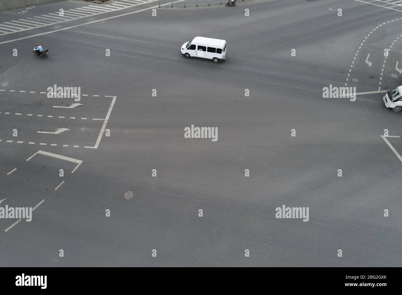 Aerial view on busy traffic intersection Stock Photo - Alamy