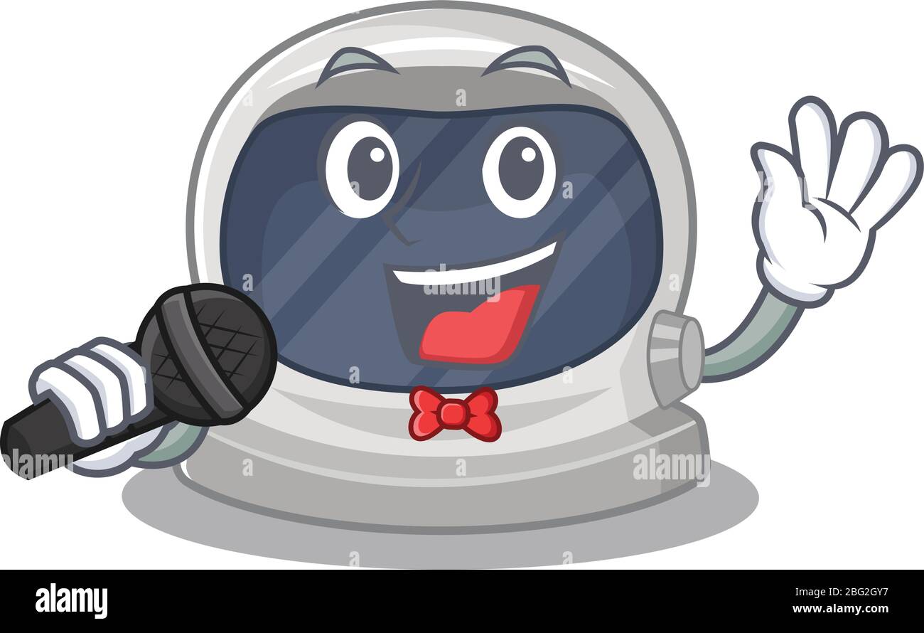 Talented singer of astronaut helmet cartoon character holding a ...