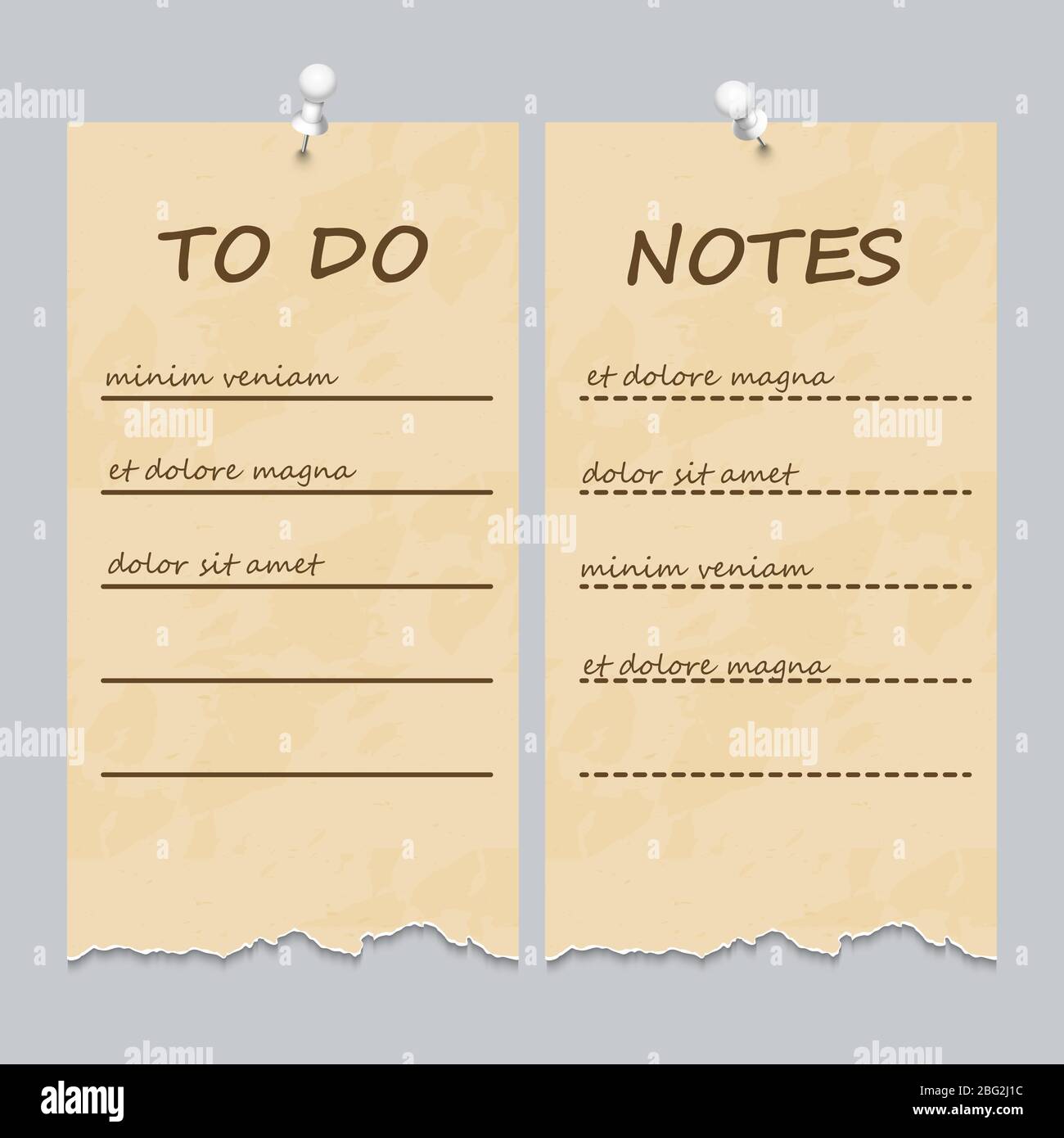 Vintage ripped pages for to do list and notes. Vector illustration ...