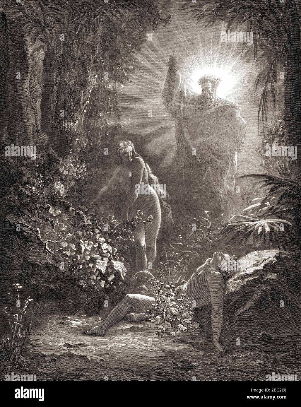 The Creation of Eve, Old Testament, woodcut by Gustave Doré Stock Photo ...