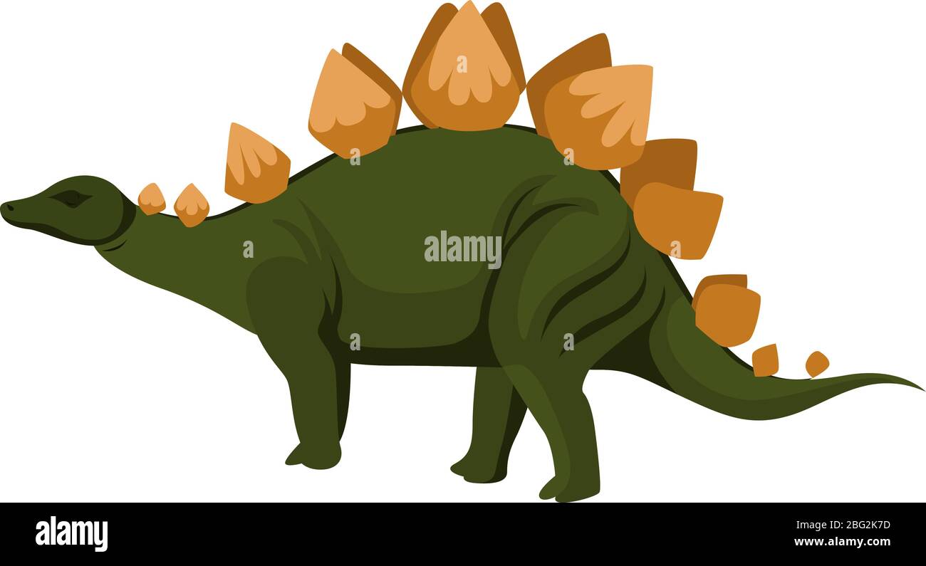 Green Stegosaurus, illustration, vector on white background Stock ...