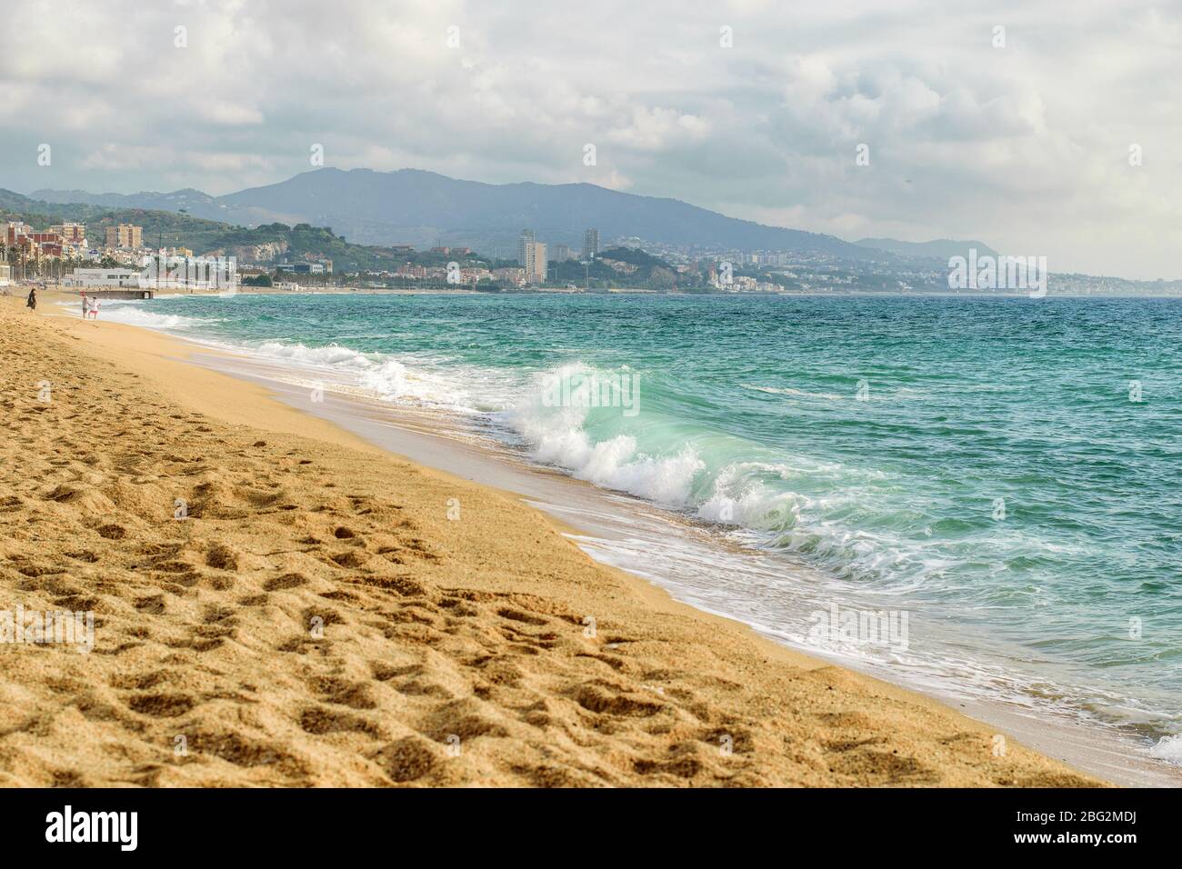 Mediterranean landscape. Blue green mediterranean sea with its waves ...