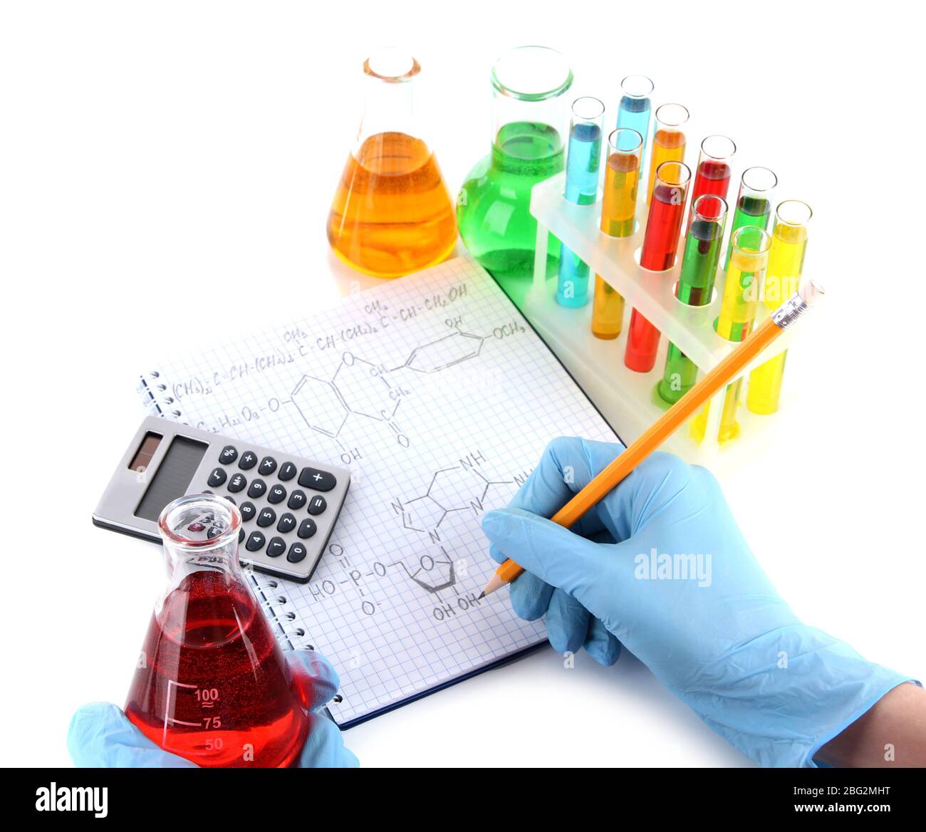 Hand scientist writing formulas isolated on white Stock Photo - Alamy