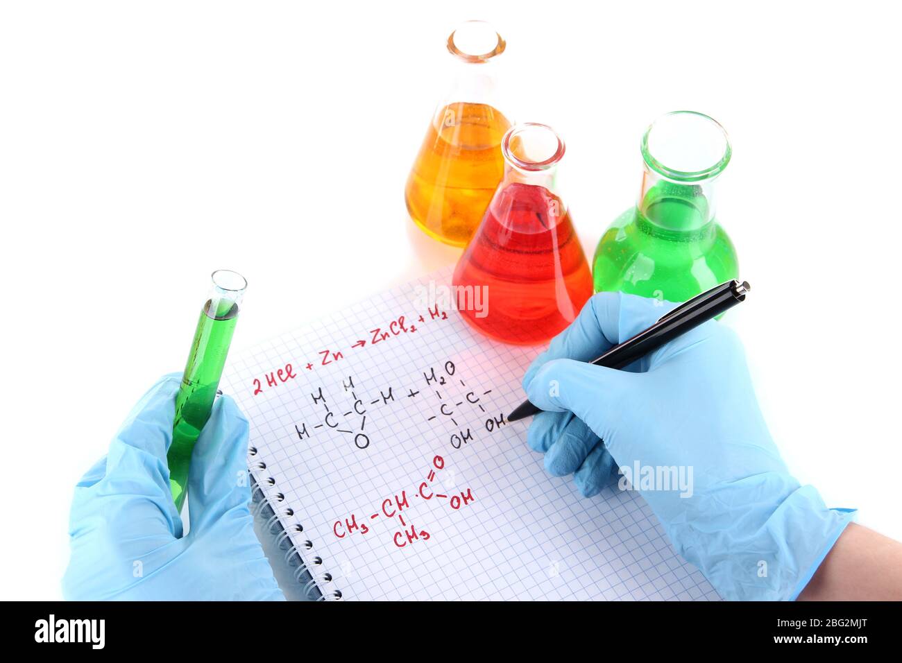 Hand scientist writing formulas isolated on white Stock Photo - Alamy