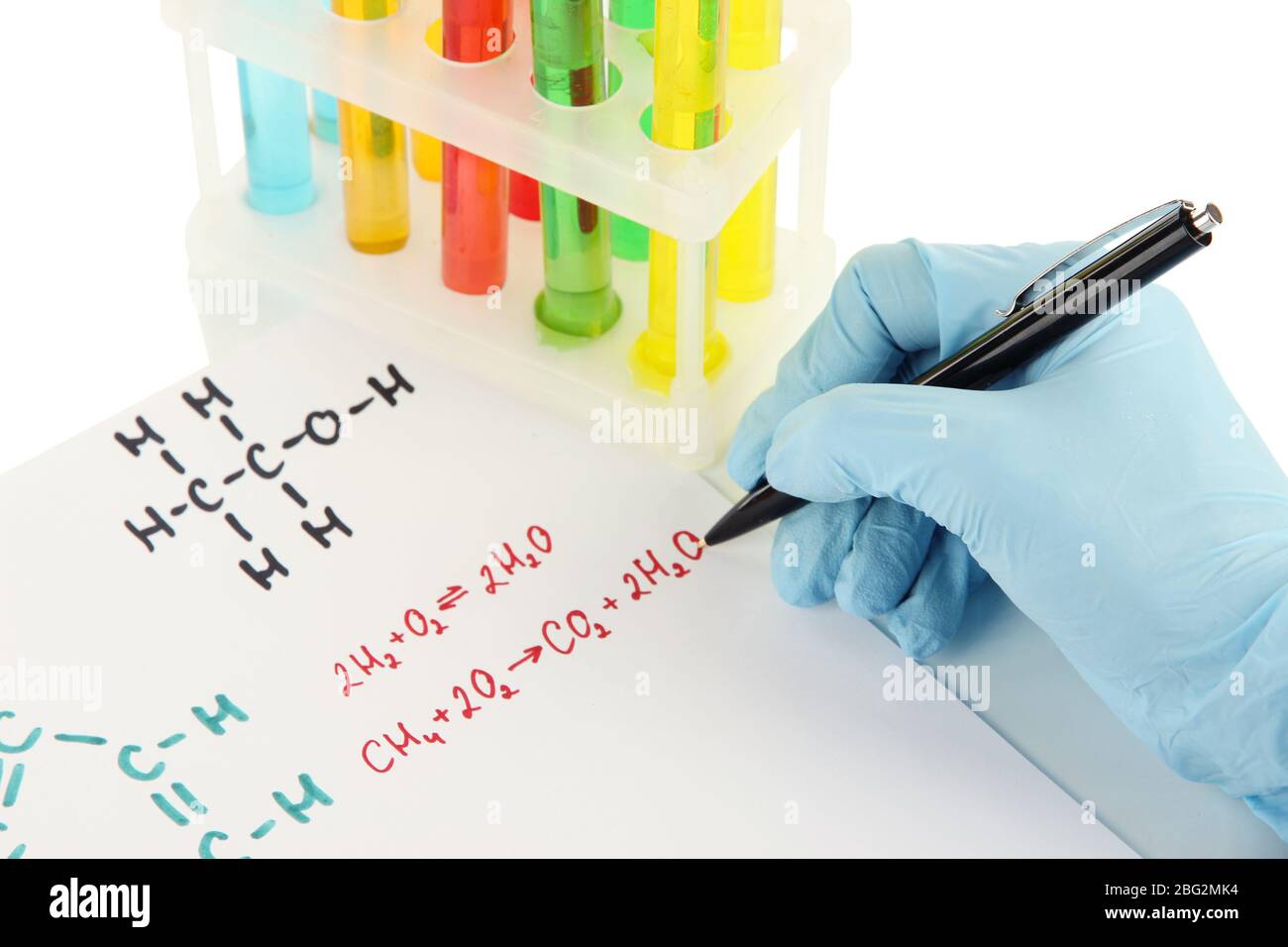 Hand scientist writing formulas isolated on white Stock Photo - Alamy