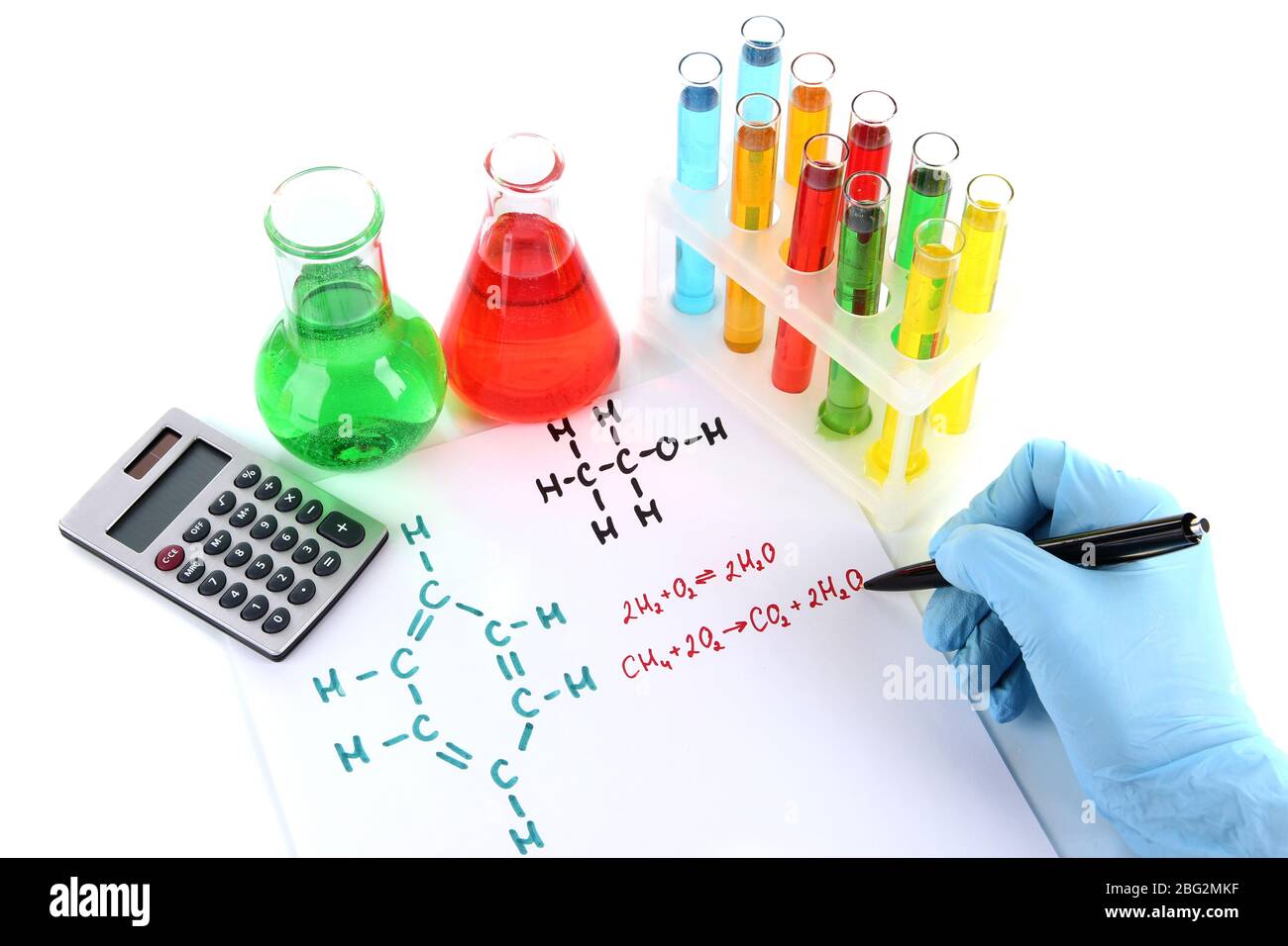 Hand scientist writing formulas isolated on white Stock Photo - Alamy