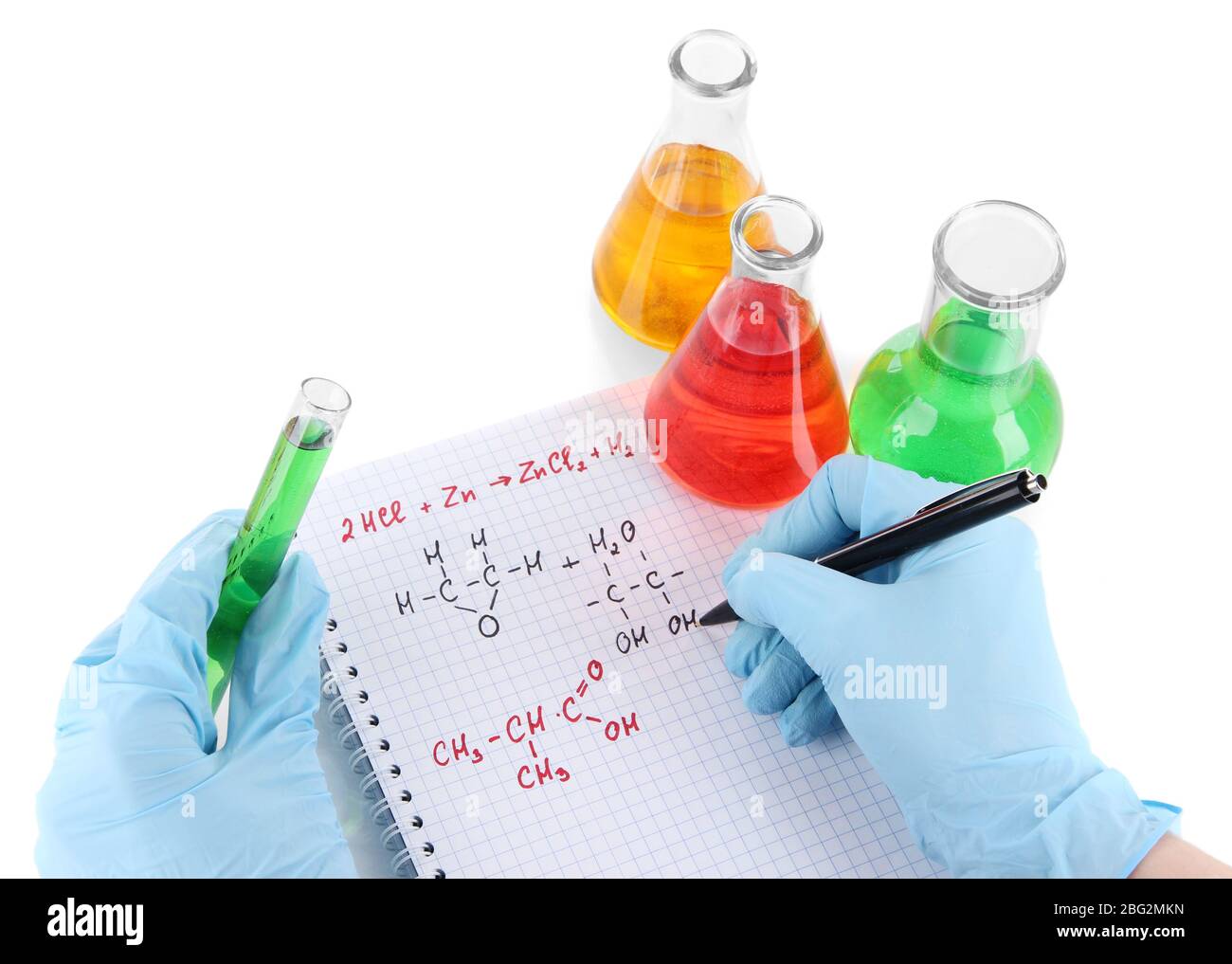 Hand scientist writing formulas isolated on white Stock Photo - Alamy