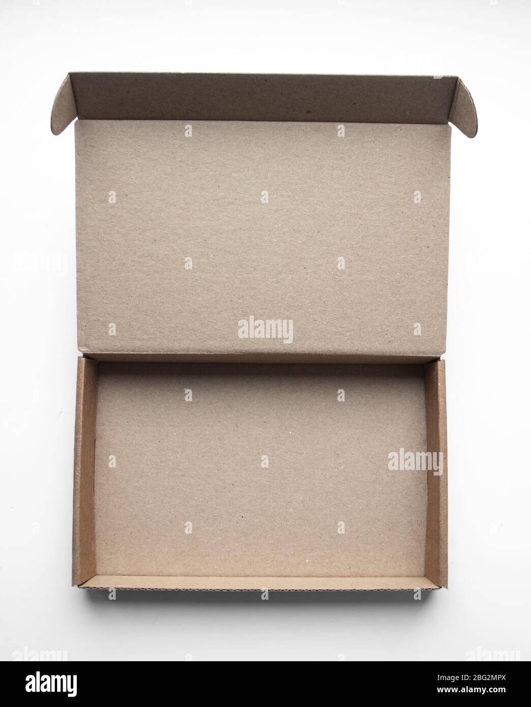 Empty little cardboard box on a white background. View from above Stock ...
