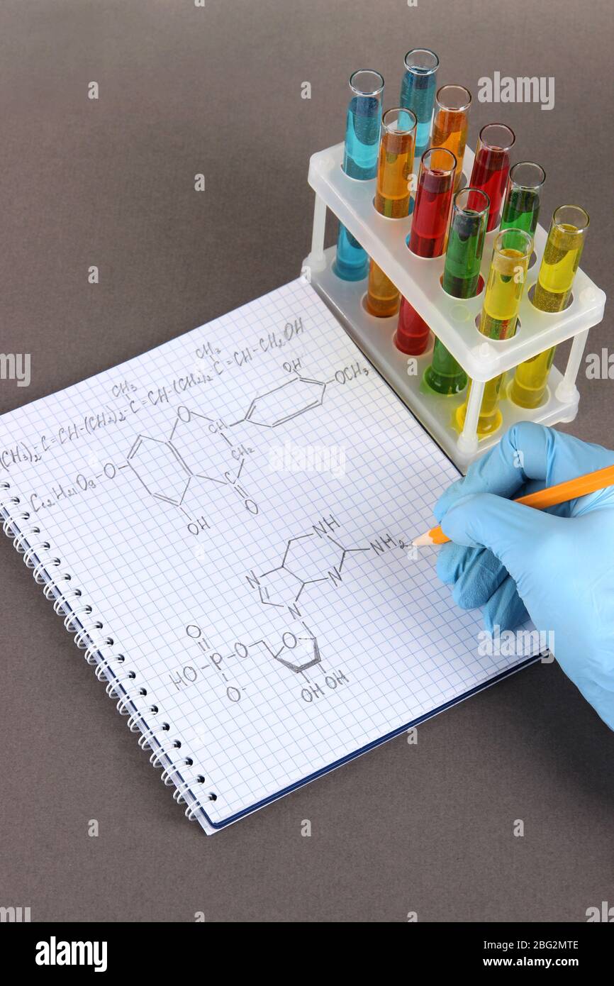 Hand scientist writing formulas Stock Photo - Alamy
