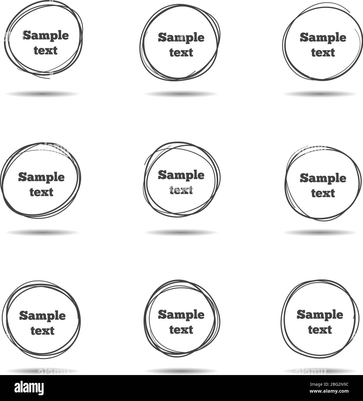 Hand drawn scribble circles. Round sketch line vector frames. Scribble ...