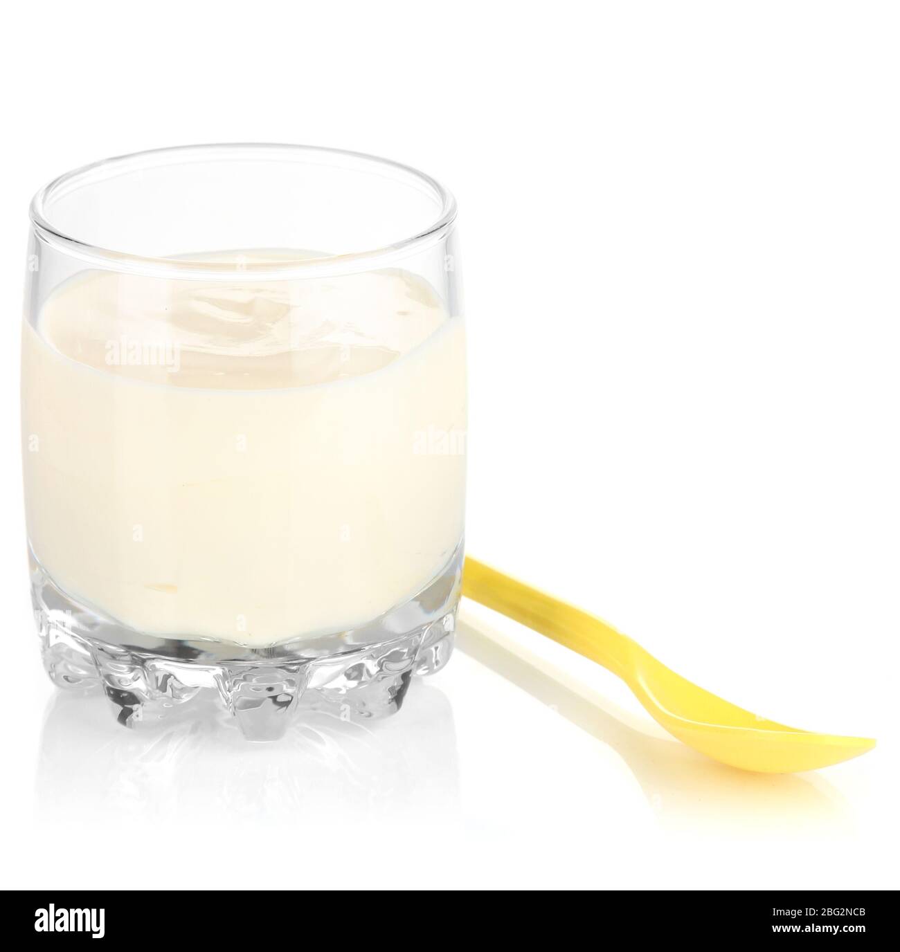 Delicious yogurt in glass isolated on white Stock Photo - Alamy