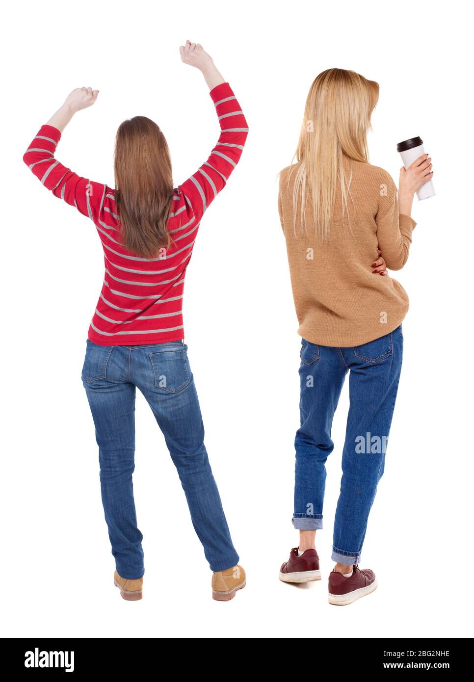 Back view couple in sweater. beautiful man and woman. Rear view people ...