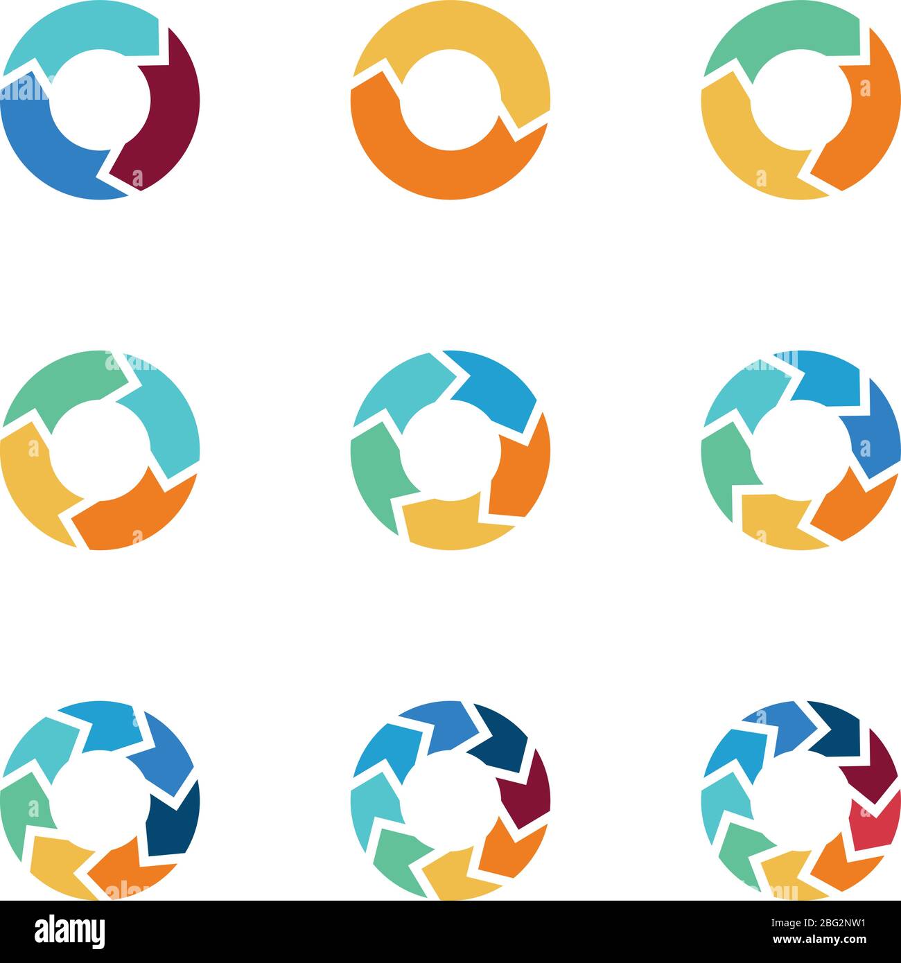 Circle arrows vector elements for process infographics with steps ...