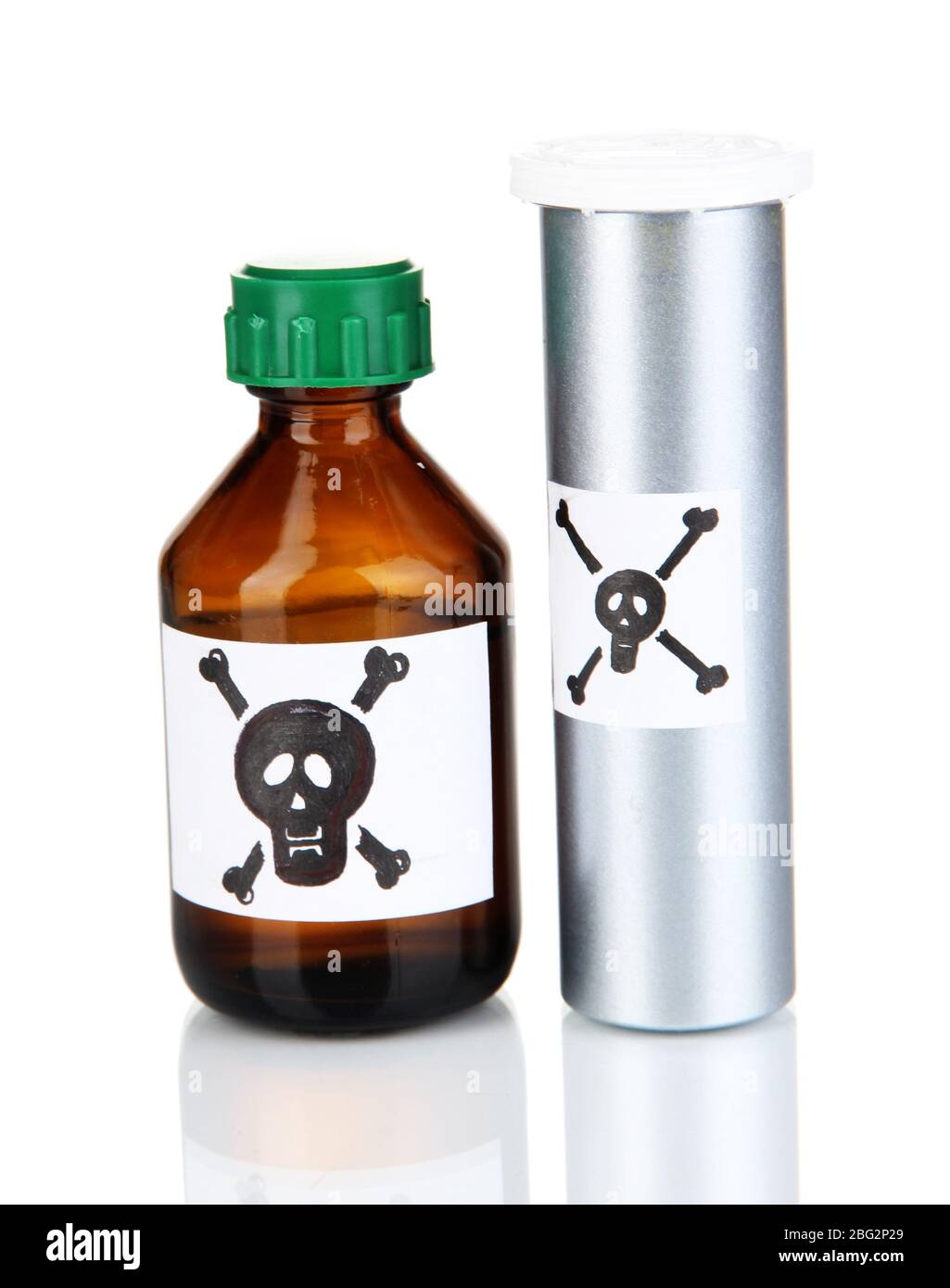 Deadly poison in bottles isolated on white Stock Photo - Alamy