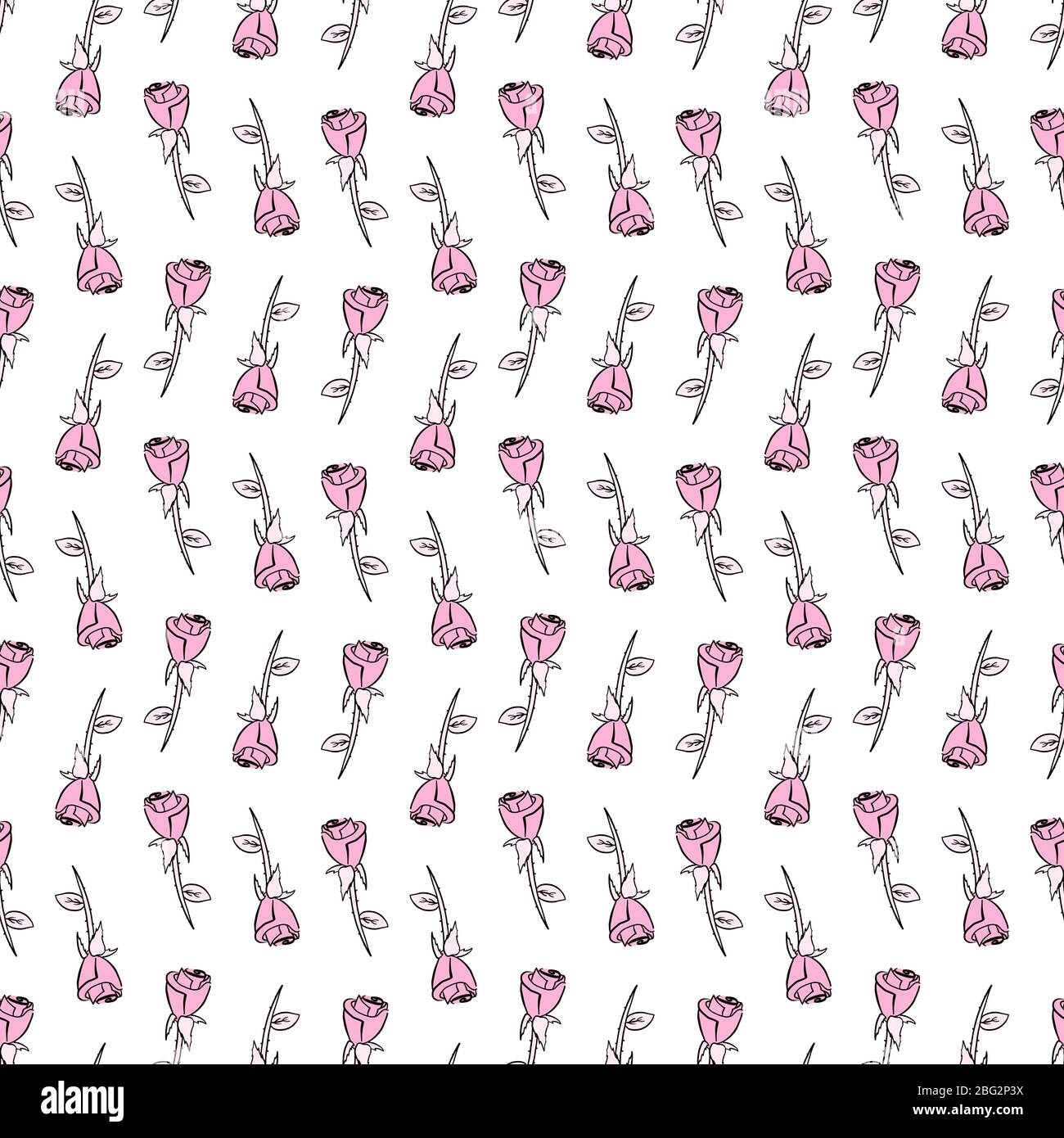 Pink roses pattern, illustration, vector on white background Stock ...