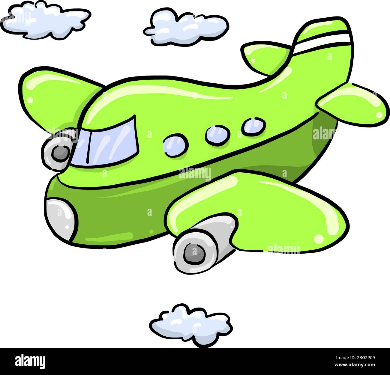 Green air plane, illustration, vector on white background Stock Vector ...