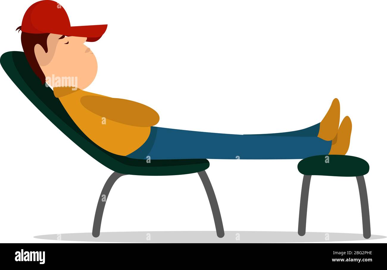 Man sleeping on chair, illustration, vector on white background Stock ...