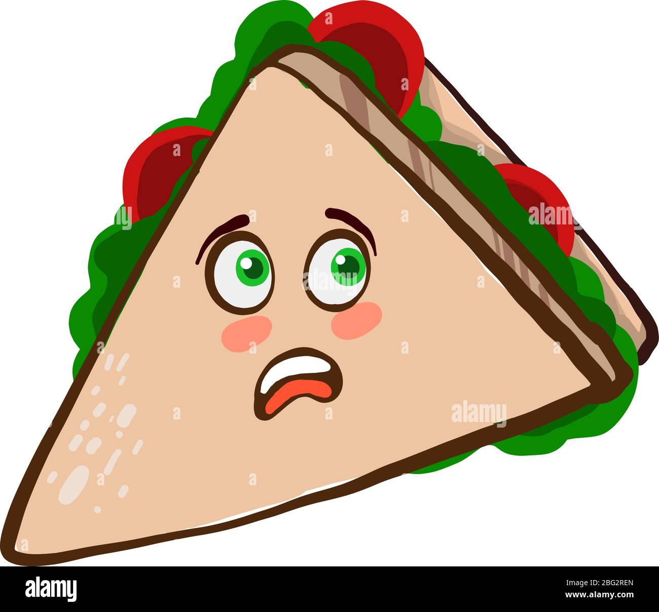 Scared sandwich, illustration, vector on white background Stock Vector ...