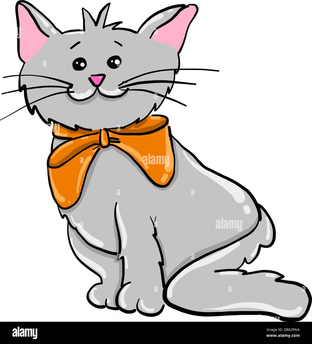 Happy silver cat, illustration, vector on white background Stock Vector ...