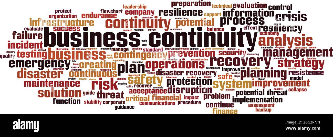 Business continuity word cloud concept. Collage made of words about ...