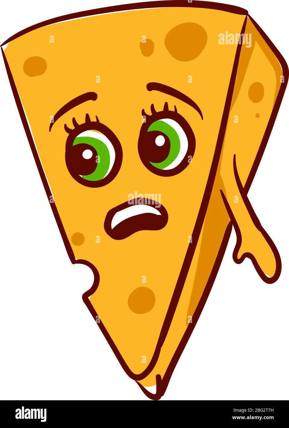Scared cheese, illustration, vector on white background Stock Vector ...
