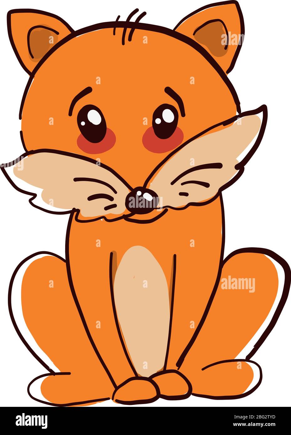 Sad fox, illustration, vector on white background Stock Vector Image ...