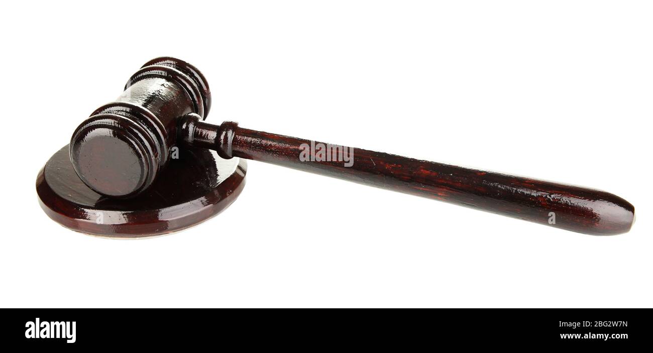 Wooden gavel isolated on white Stock Photo - Alamy