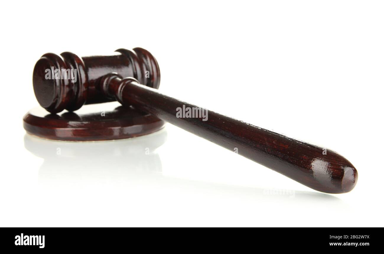 Wooden gavel isolated on white Stock Photo - Alamy