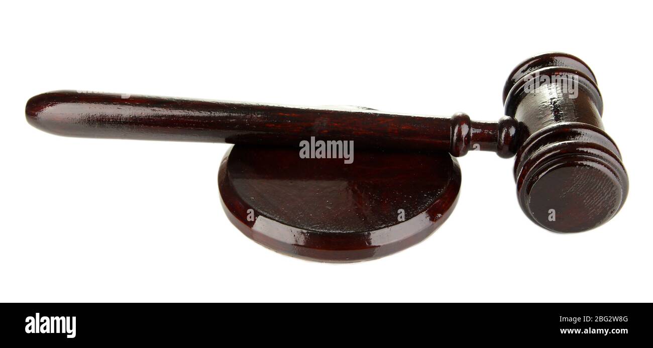 Wooden gavel isolated on white Stock Photo - Alamy