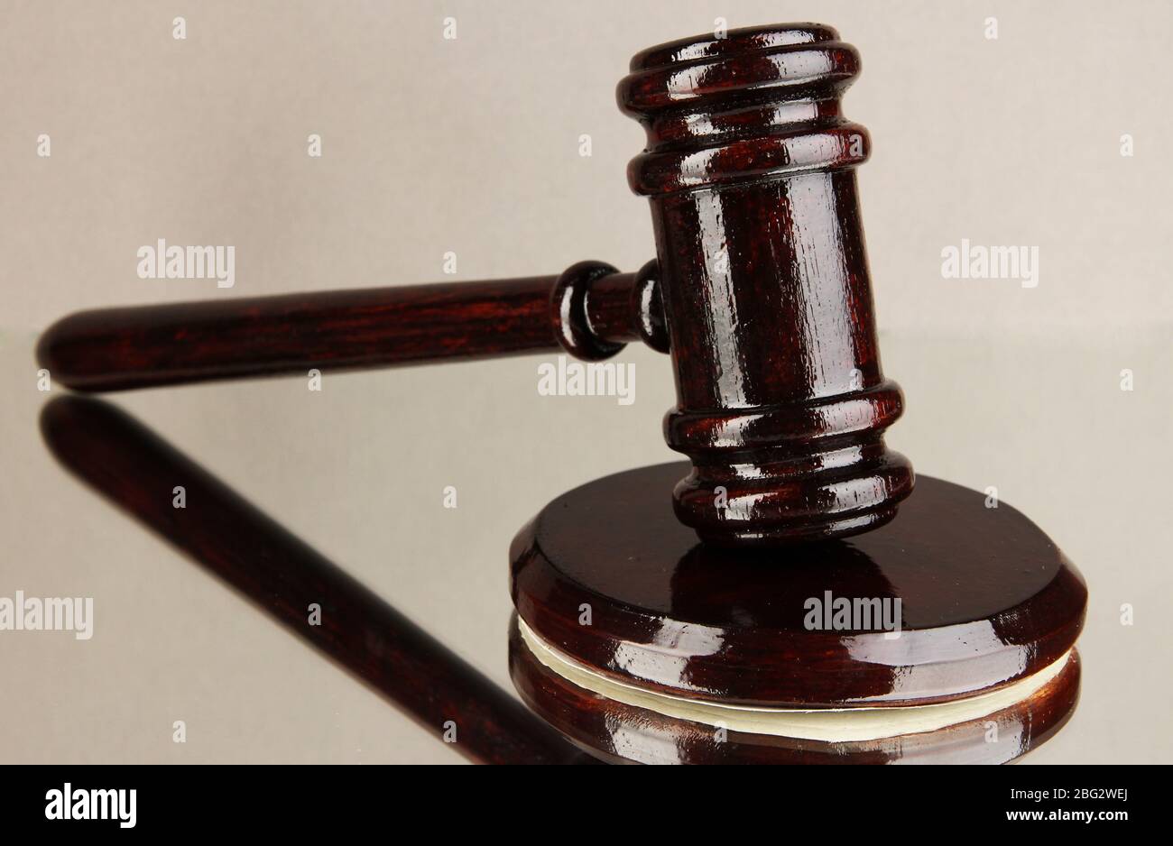 Wooden gavel on grey background Stock Photo - Alamy