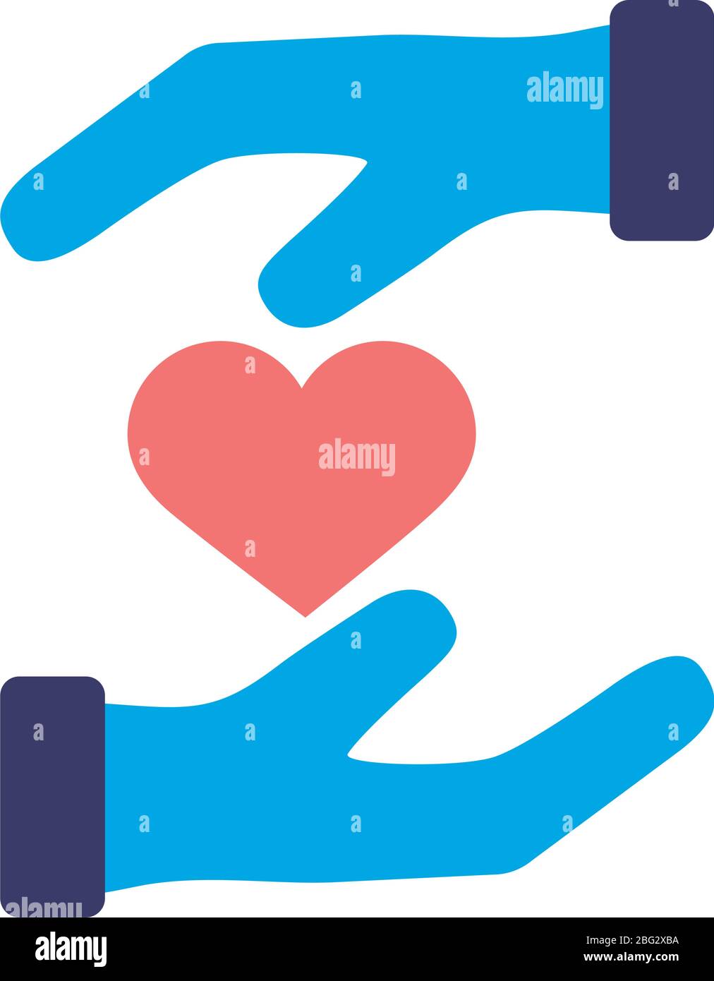 hands human lifting heart solidarity flat style Stock Vector Image ...